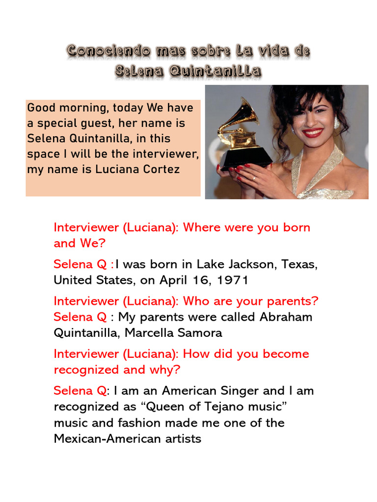 Conociendo Mas Sobre La Vida de Selena Quintanilla | PDF | Art