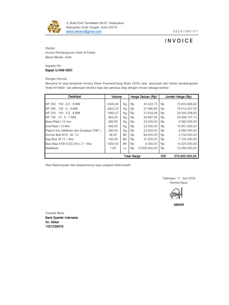 Invoice Down Payment | PDF