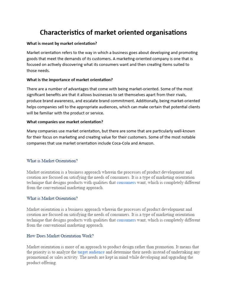Characteristics of Market-Oriented Firms | PDF | Marketing | Brand