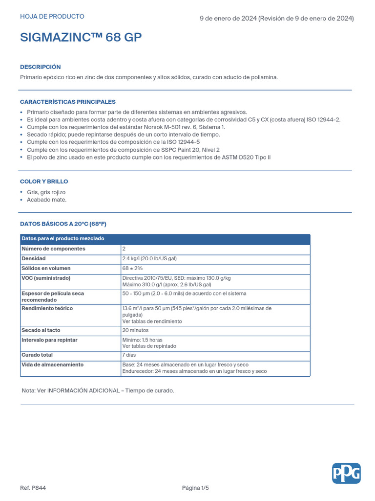Sigmazinc 68 GP | PDF | Información | Acero