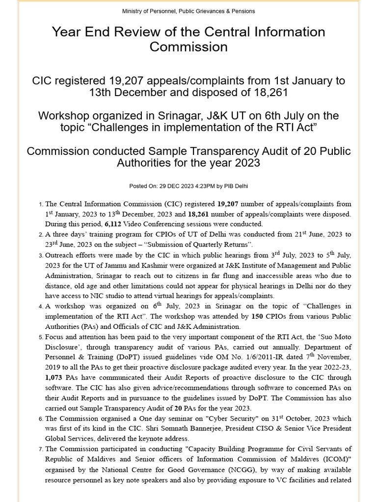 Central Information Commission | PDF