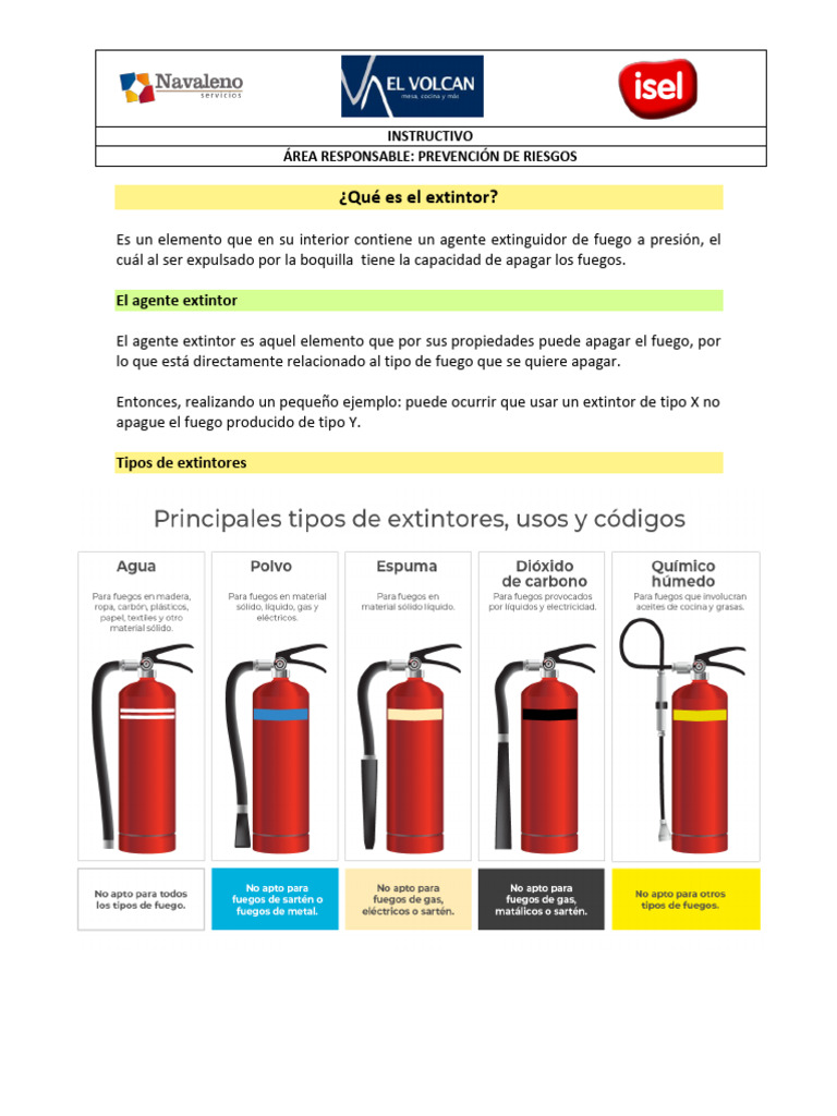 Instructivo Uso Extintor | Descargar gratis PDF | Incendios | Química