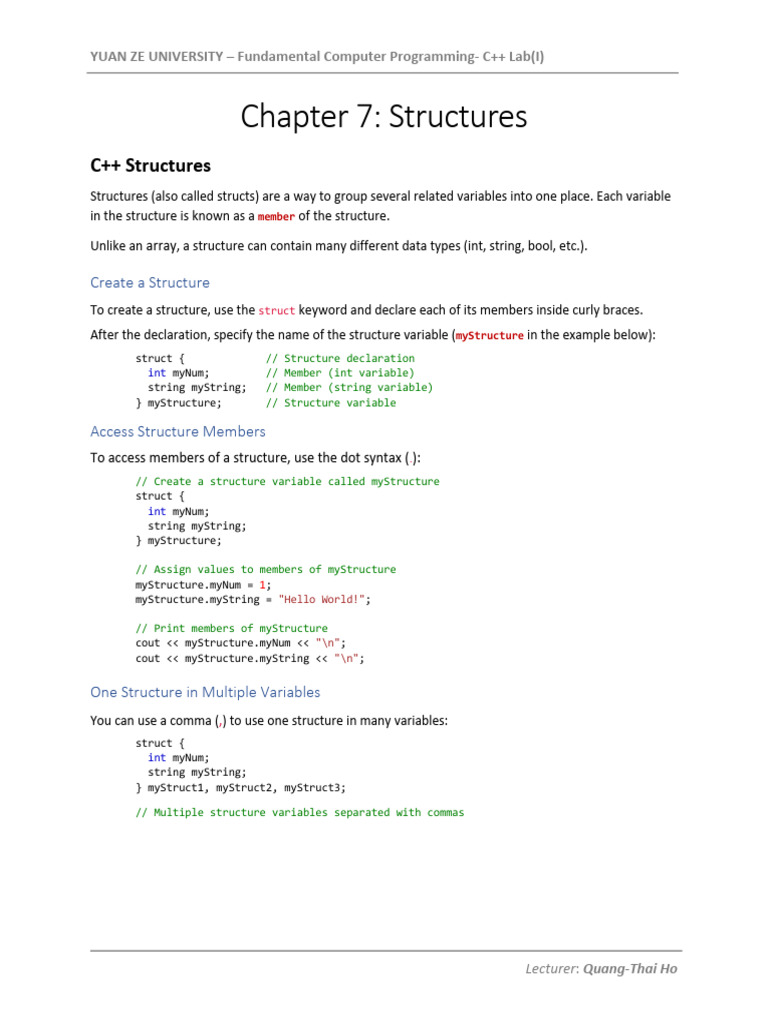 Chapter 7 - Structures | PDF | Software Engineering | Programming Paradigms