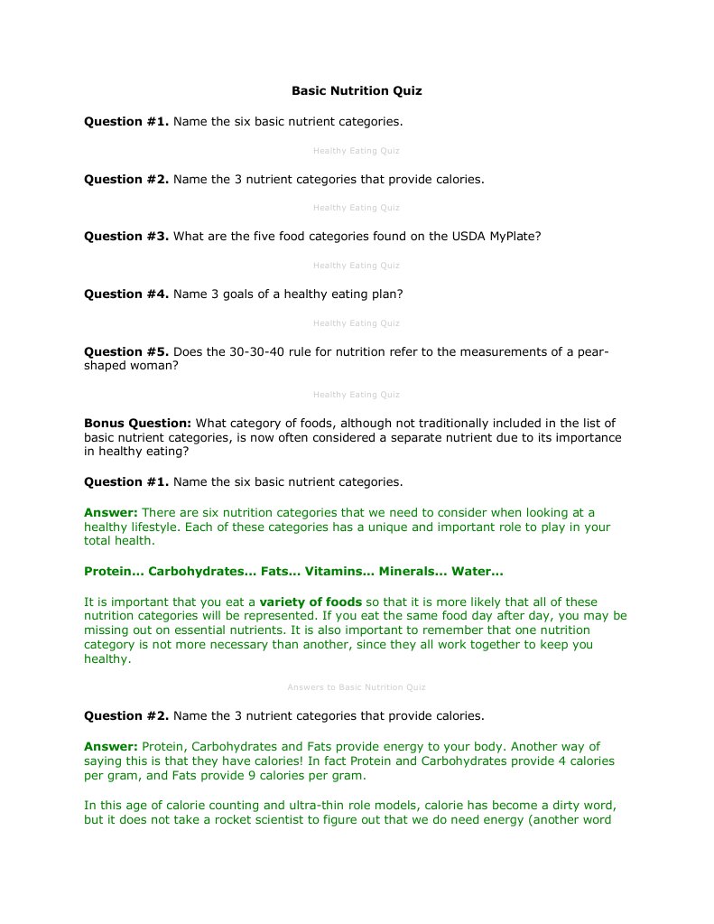 Basic Nutrition Quiz | Carbohydrates | Fat