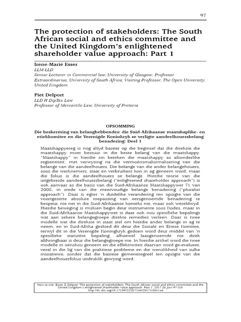 Protection of Stakeholders Part 1 | PDF | Corporate Social ...