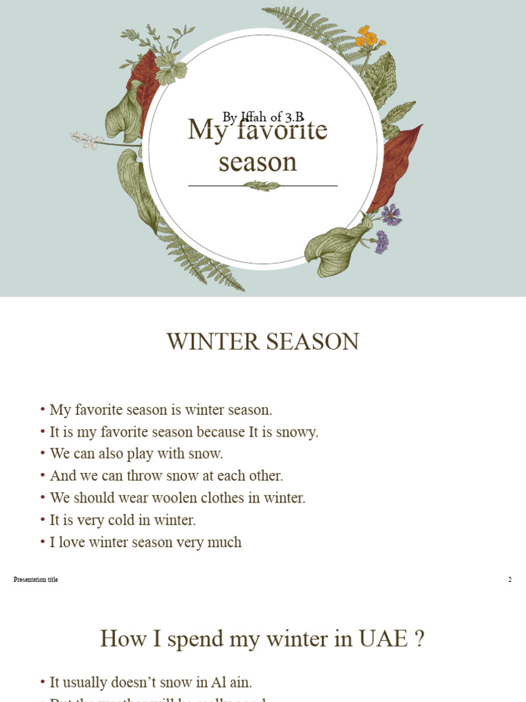 My Favorite Season - Iffah 3.B | PDF | Travel | Language Arts & Discipline