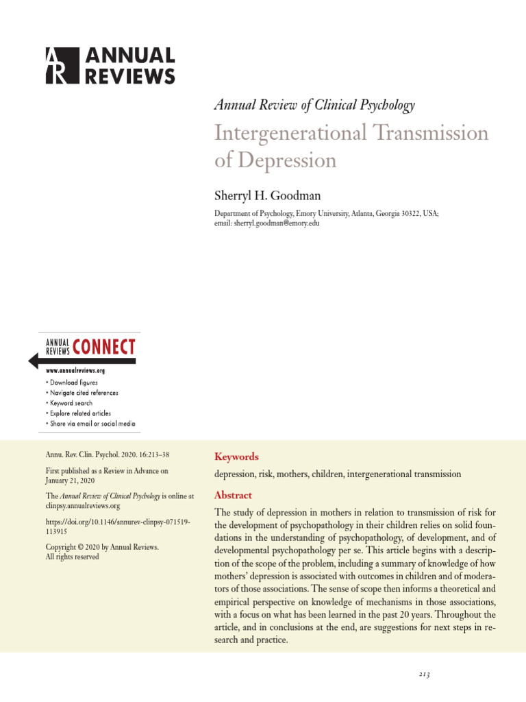 Annurev Clinpsy 071519 113915 | PDF | Major Depressive Disorder | Fetus