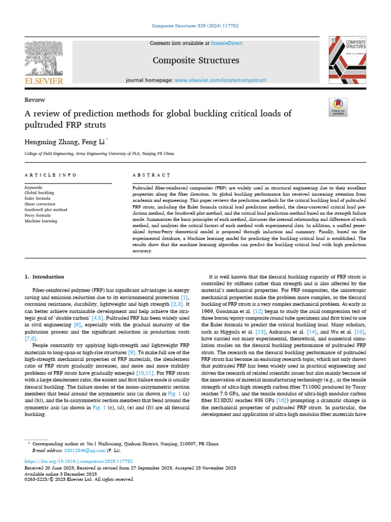 A Review of Prediction Methods For Global Buckling Critical Loads of ... A Review of Prediction Methods For Global Buckling Critical Loads of ...