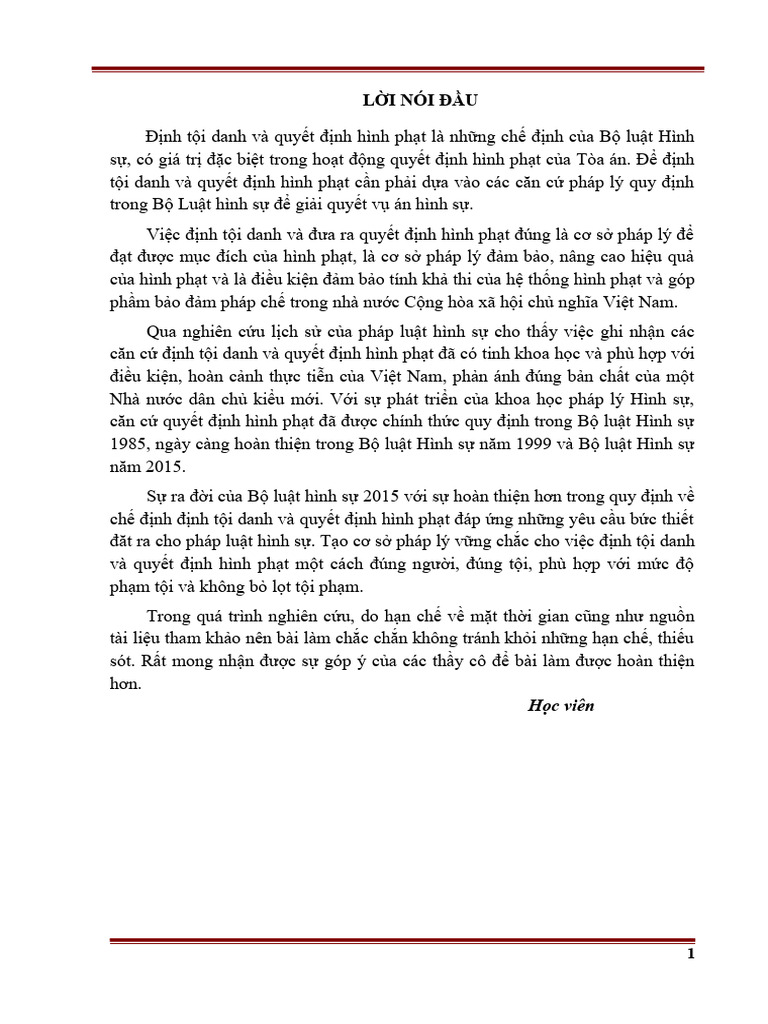 Tieu Luan Dinh Toi Danh Va Quyet Dinh Hinh Phat | PDF