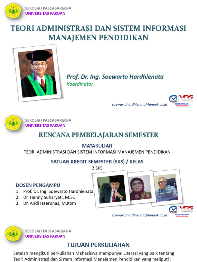 00 RPS Teori Administrasi Dan Sim Pendidikan | PDF