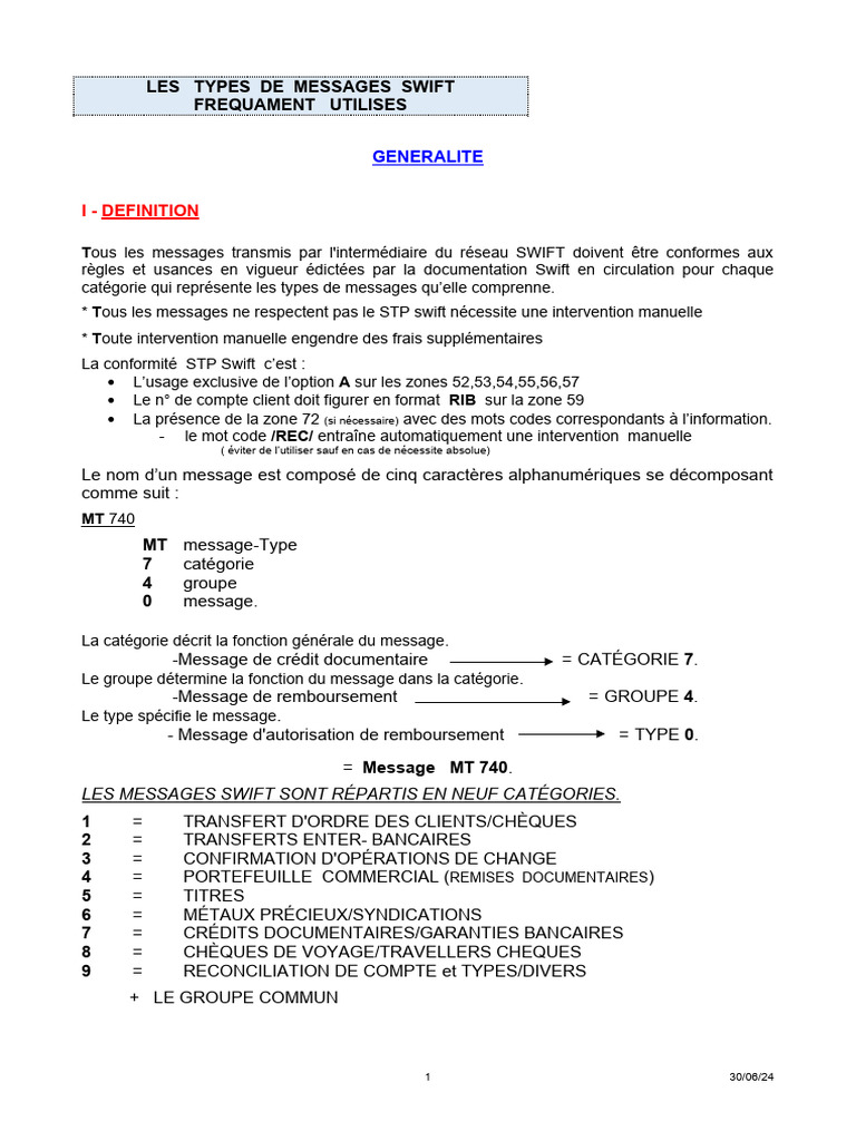 LES TYPES DE MESSAGEs SWIFT | PDF | Lettre de crédit | Finances ...