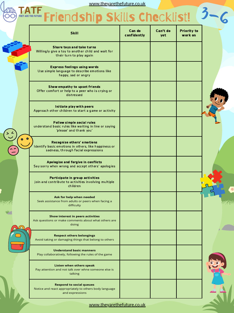 Friendship Skills Checklist by Age | PDF | Empathy | Friendship