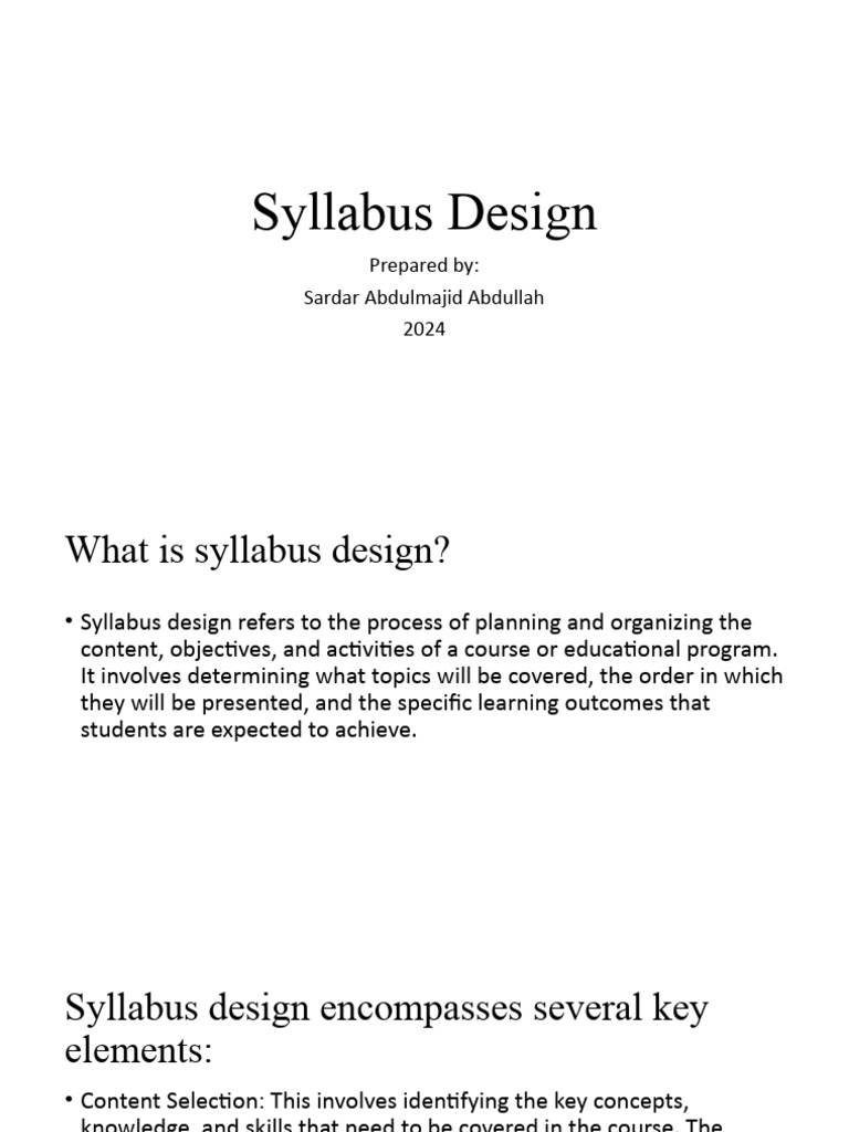 Comprehensive Guide to Syllabus Design | PDF | Educational Assessment ...