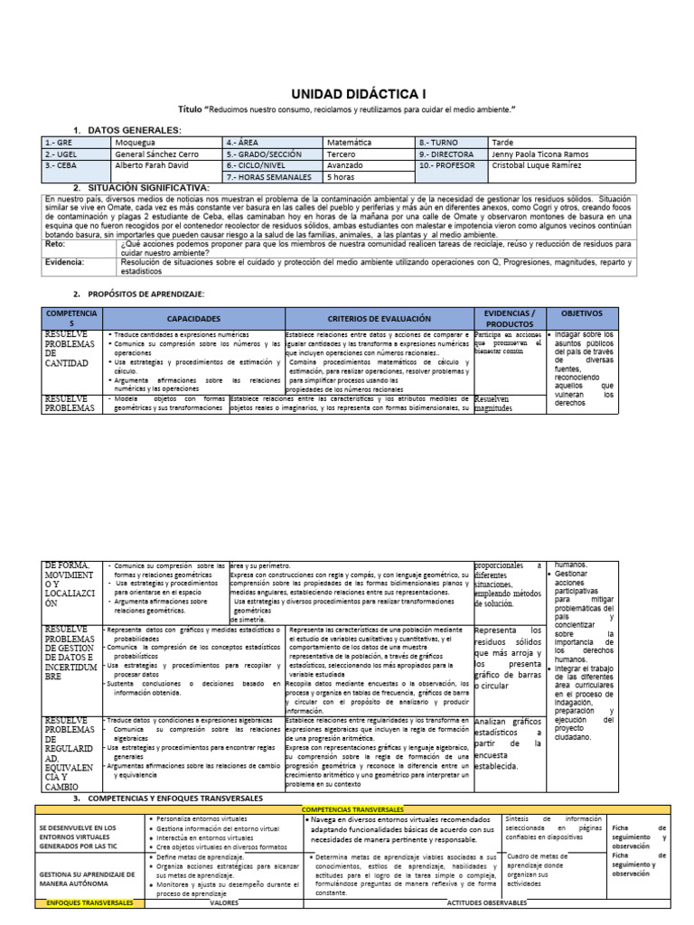 2024 I Unidad Mat 3° y 4° | PDF | Geometría | Triángulo