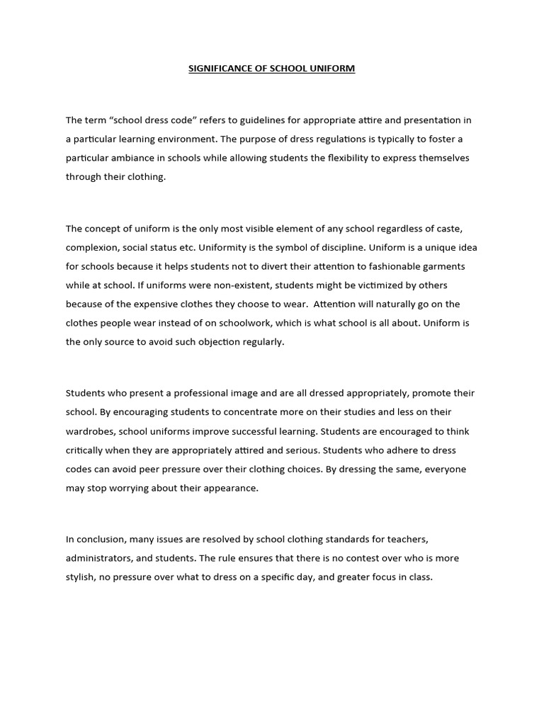 Significance of School Uniform | PDF | Career & Growth | Lifestyle