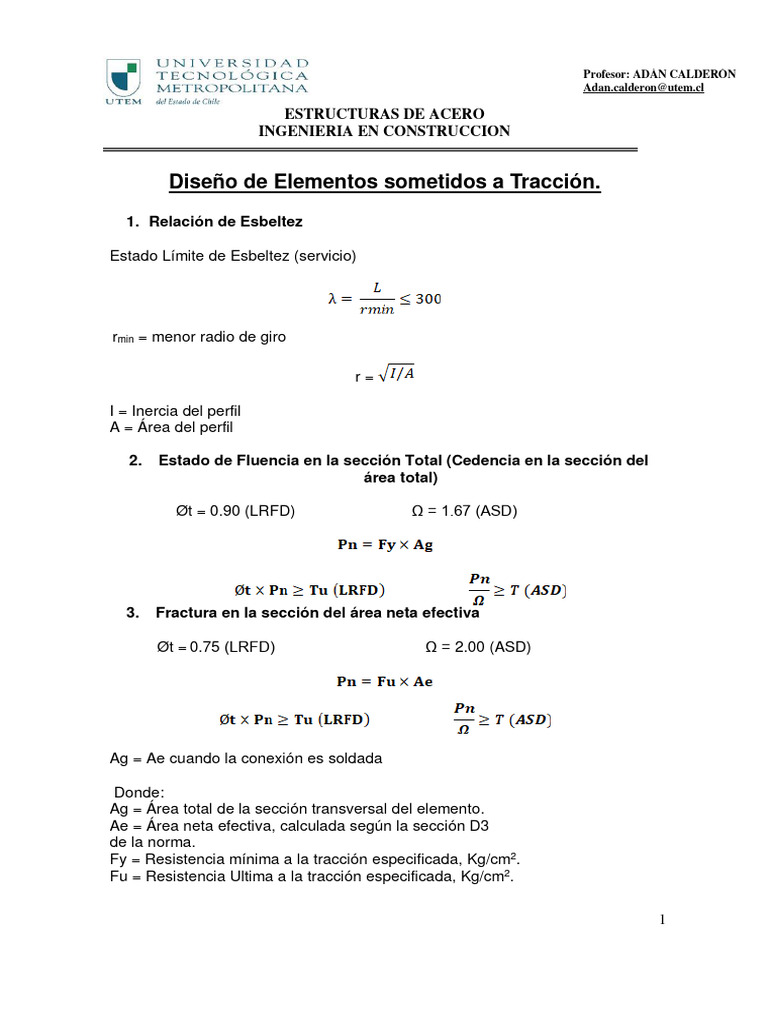 2 - Tema 1 Formularia Elementos A Traccion | PDF | Ingeniería ...