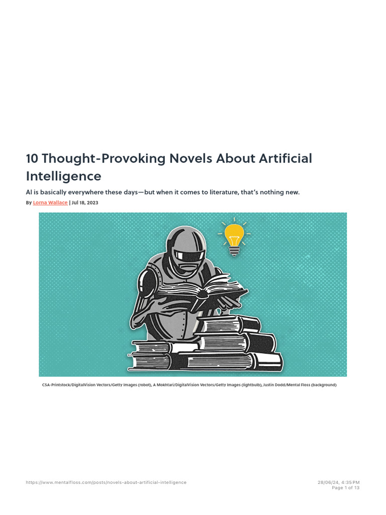10 Thought-Provoking Novels About Artificial Intelligence | PDF | Artificial Intelligence ...