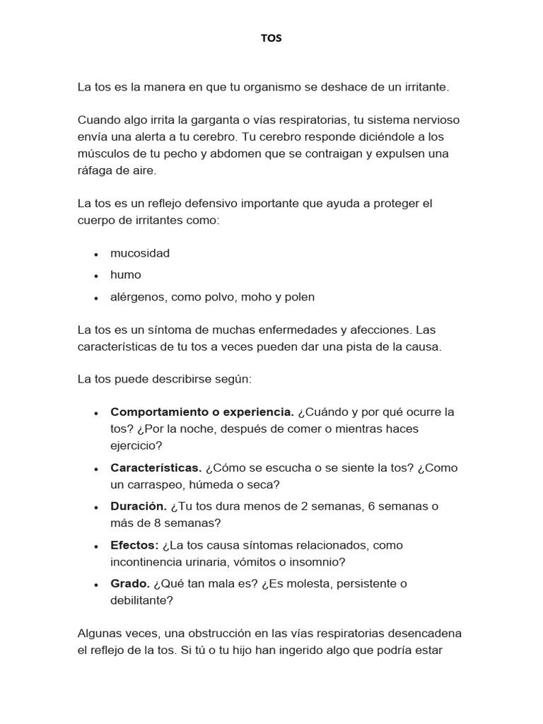 Tos 2 | PDF | Tos | Resfriado comun