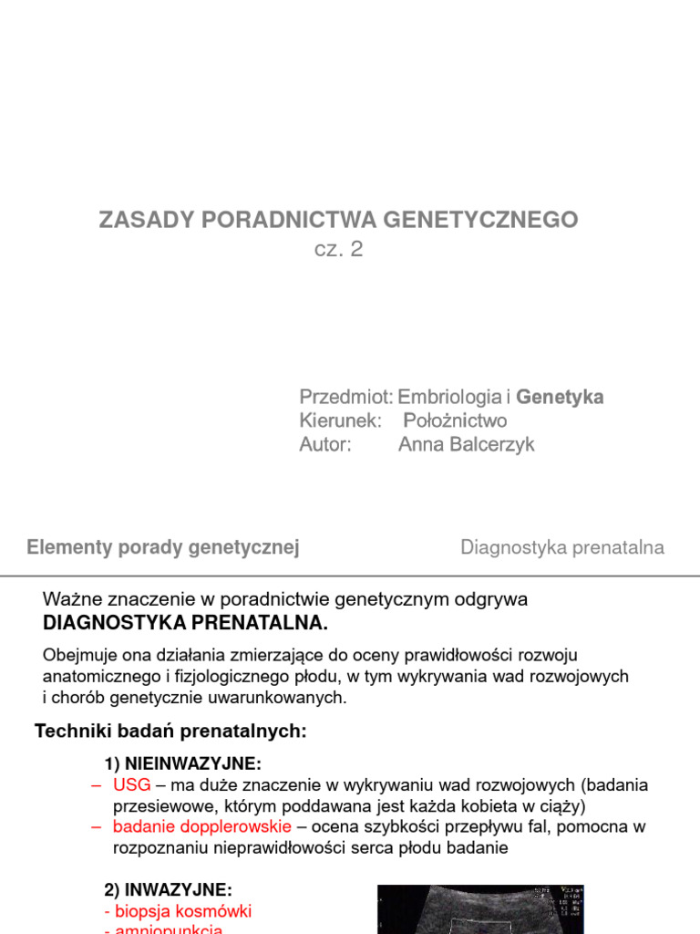 07 Zasady Poradnictwa Genetycznego cz2 | PDF