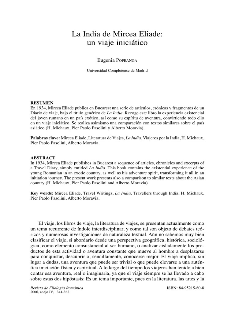 La India de Mircea Eliade: Un Viaje Iniciático | PDF | Autor ...