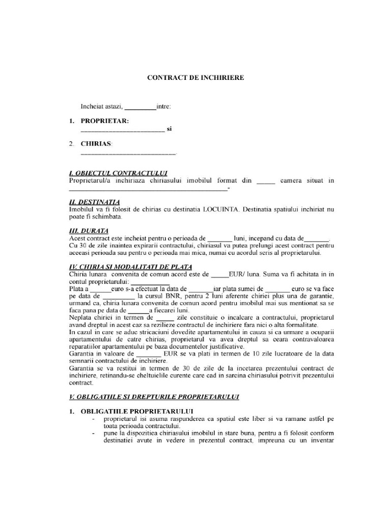 Contract Inchiriere Model | PDF