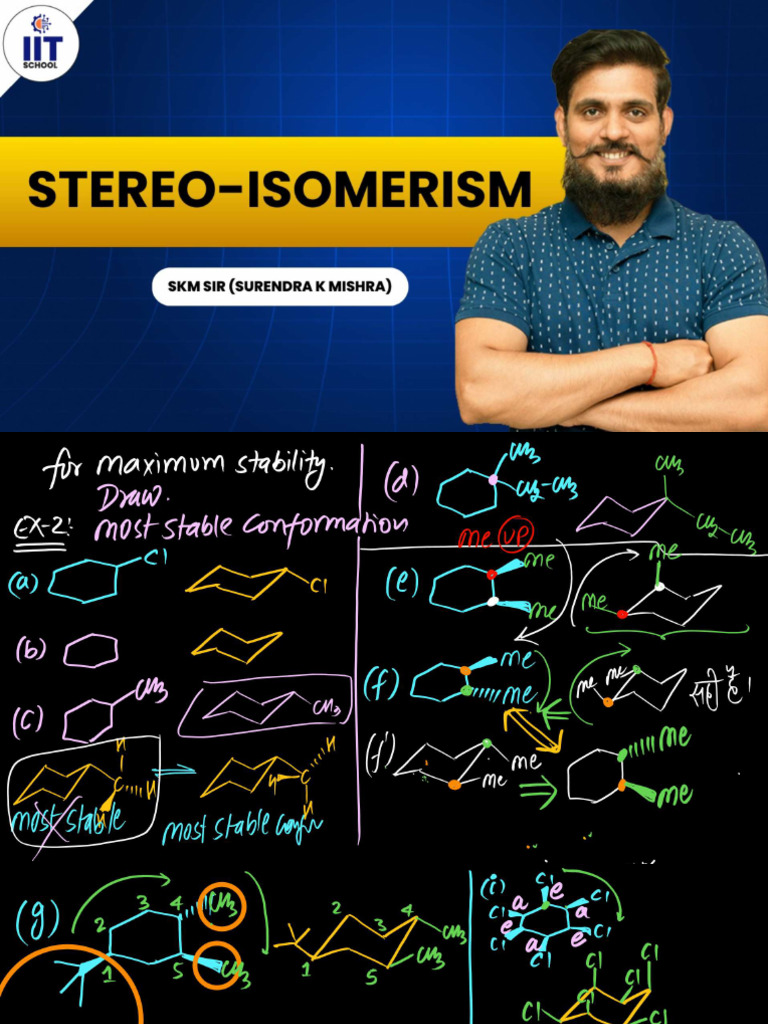 Stereoisomerism - L-03 (Class Notes) - Stable Conformation of Cyclic ...