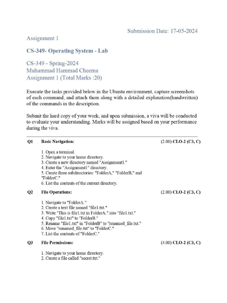 OS Assignment 1 | PDF