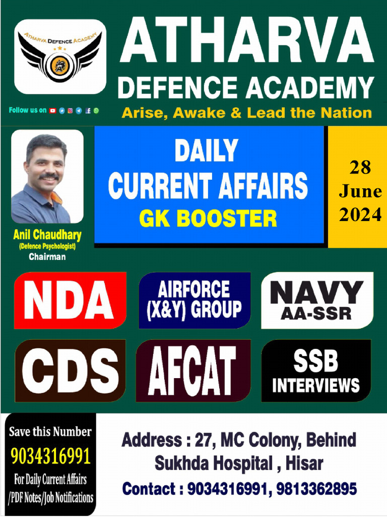 28 June 2024 Current Affairs ATDH | PDF