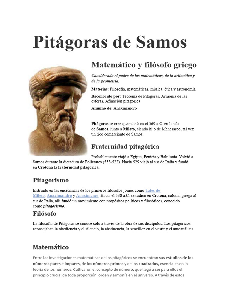 Pitagoras Biografia | PDF | Pitágoras