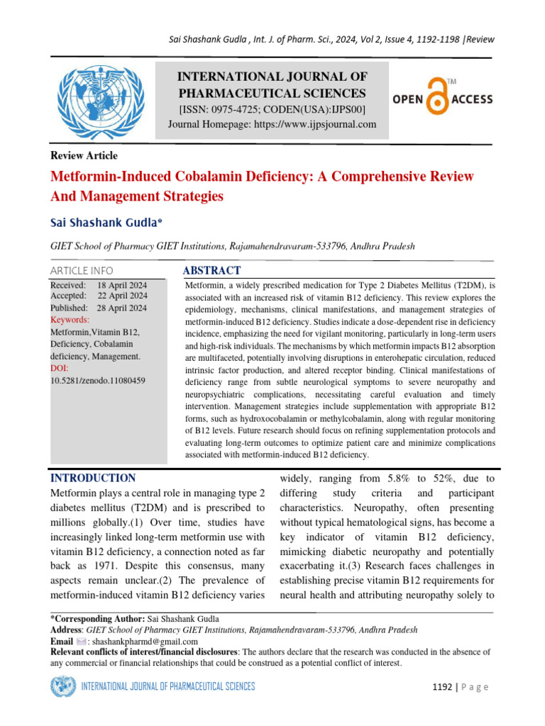 135-Review - Sai Shashank Gudla | PDF | Vitamin B12 | Stomach