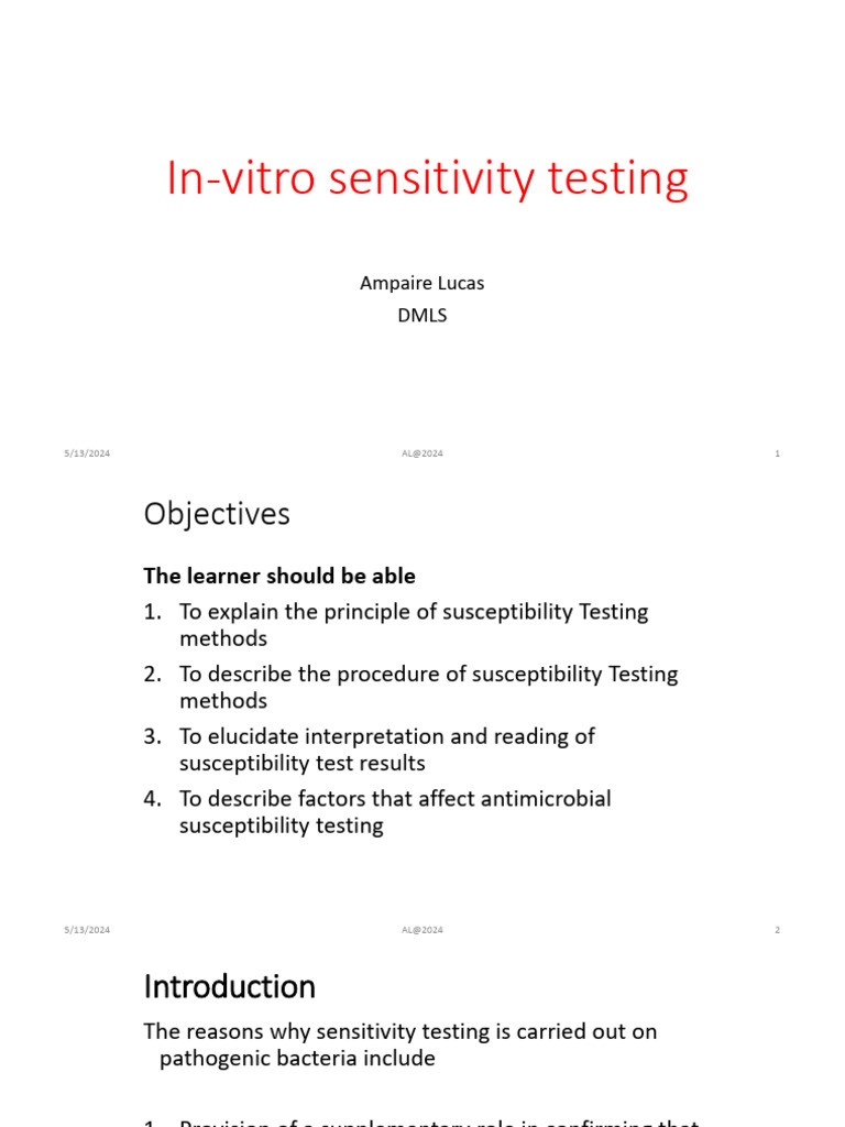 In-Vitro Sensitivity Testing I | PDF | Microbiology