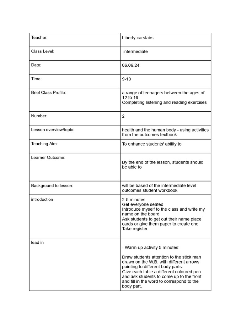 Lesson Plan 2 | PDF | Pedagogy | Human Communication