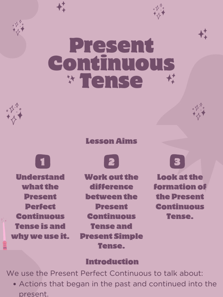 Purple Illustrative Grammar Present Perfect Continuous Tense ...