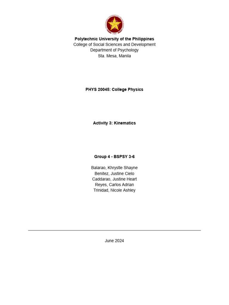 Kinematics Part 2 - Group 4 | PDF