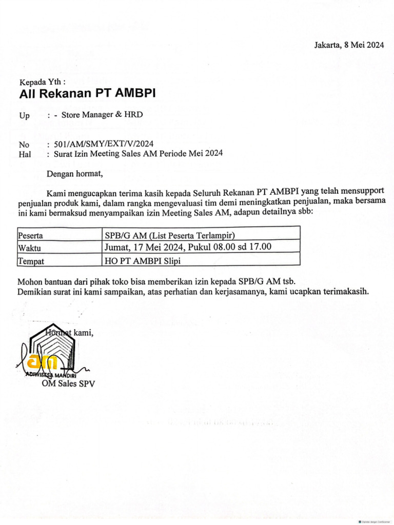 Surat Tugas Meeting Mei 2024 | PDF