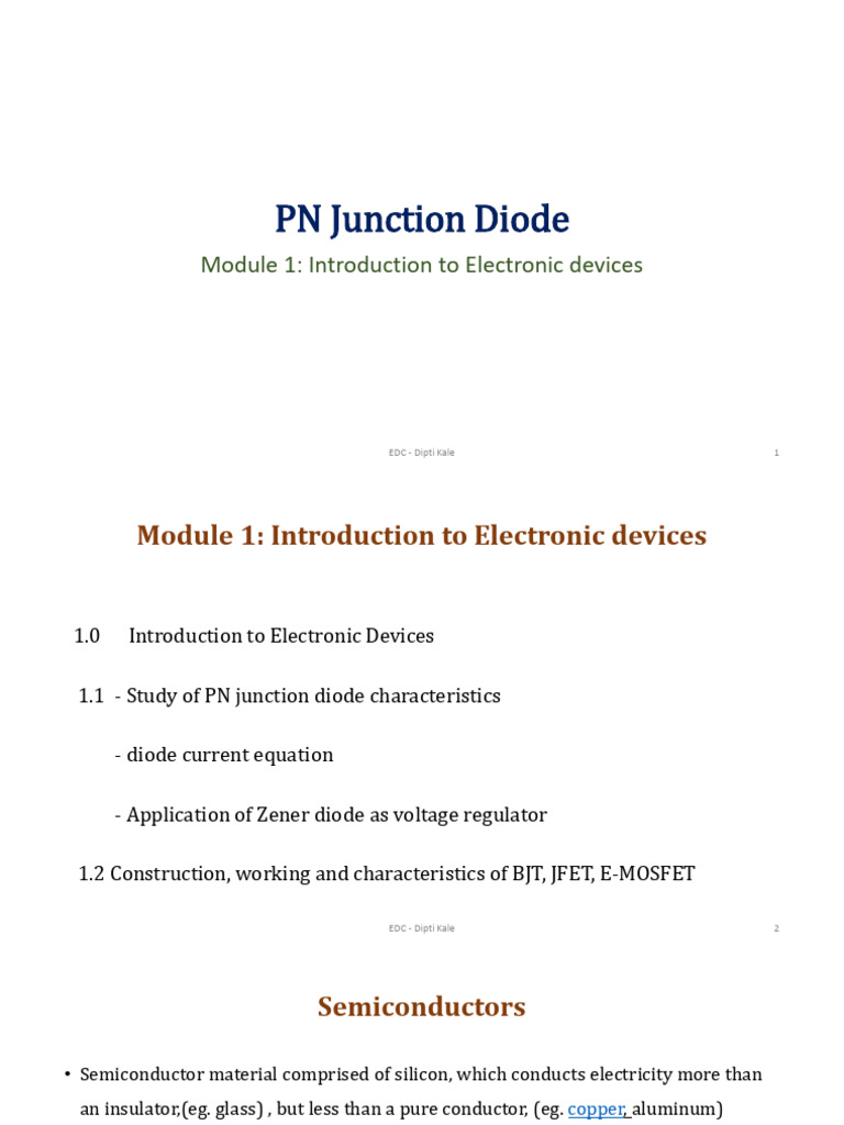 PN Junction Diode | PDF | P–N Junction | Semiconductors