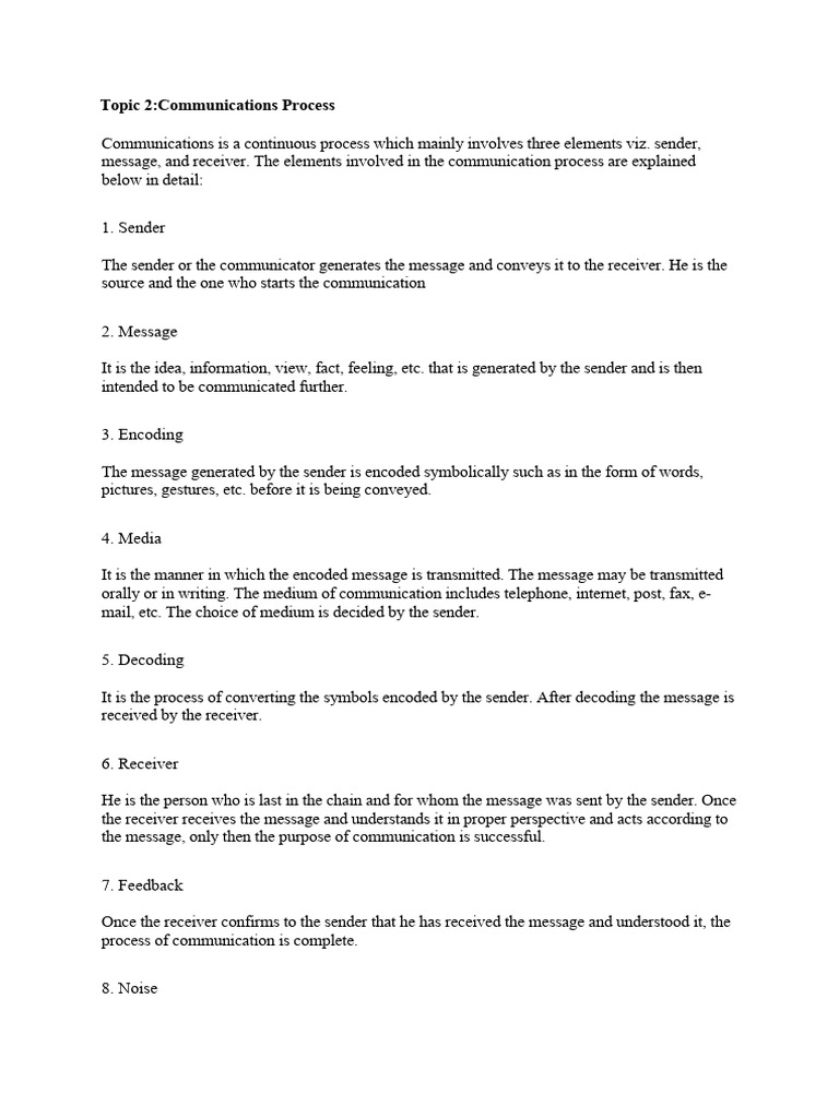 Topic 2 Communication Process | PDF | Communication | Code