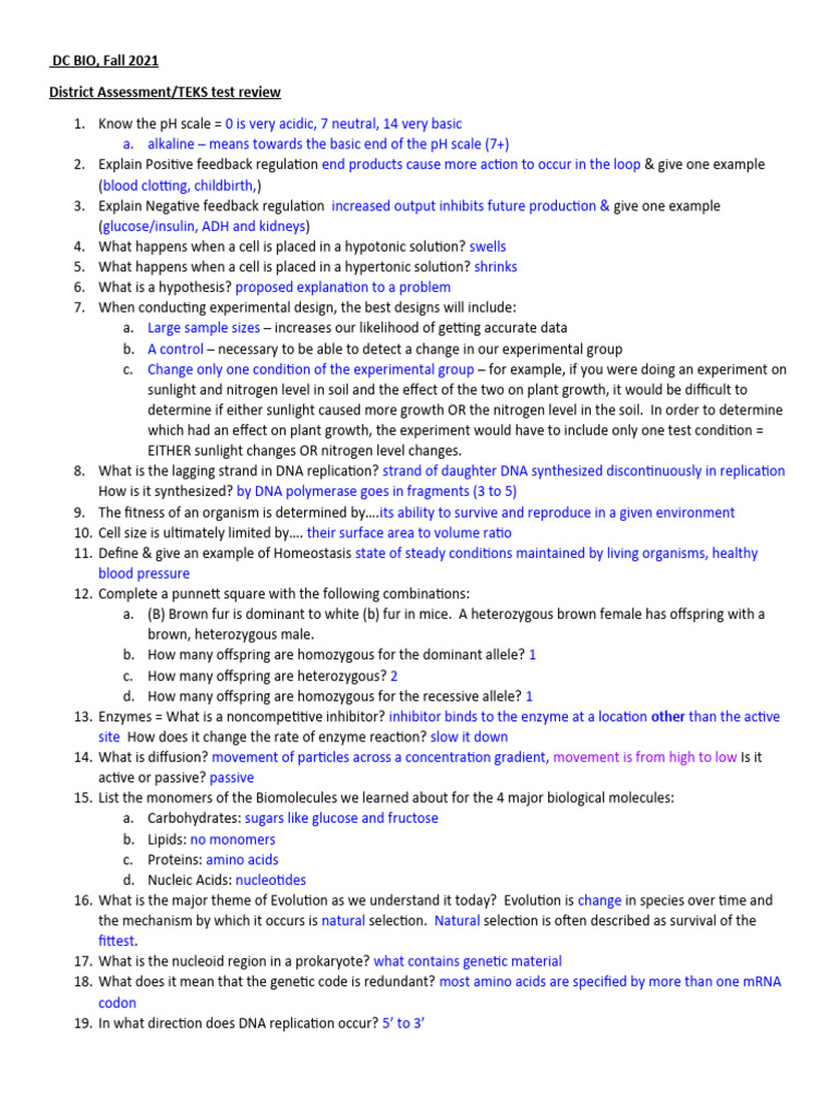 DC Bio Fal 2021 Teks Test SG | PDF | Cell (Biology) | Cell Membrane
