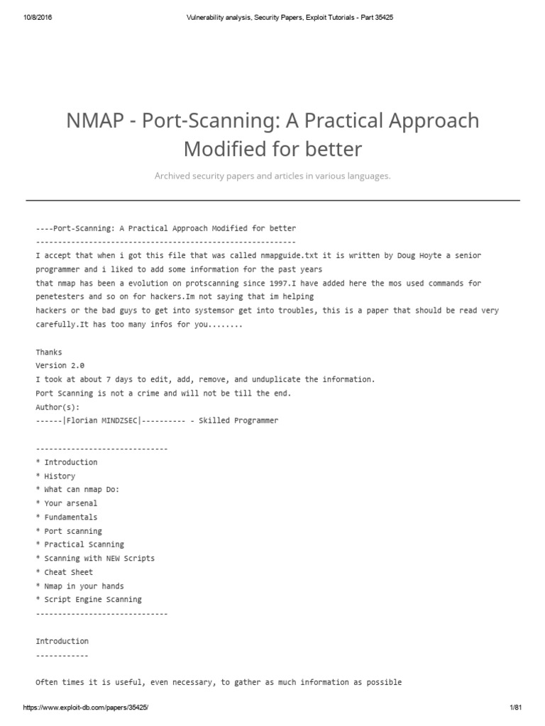 Nmap Port Scanning | PDF | Port (Computer Networking) | Transmission Control Protocol