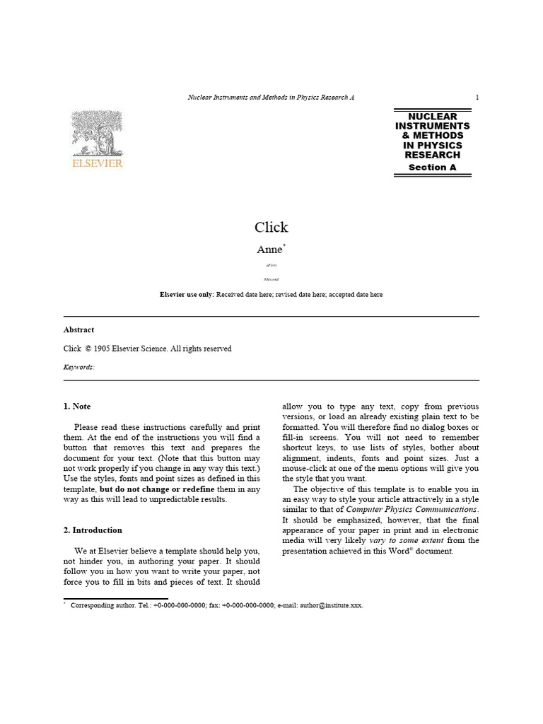 Elsevier Template | Download Free PDF | Menu (Computing) | Paragraph