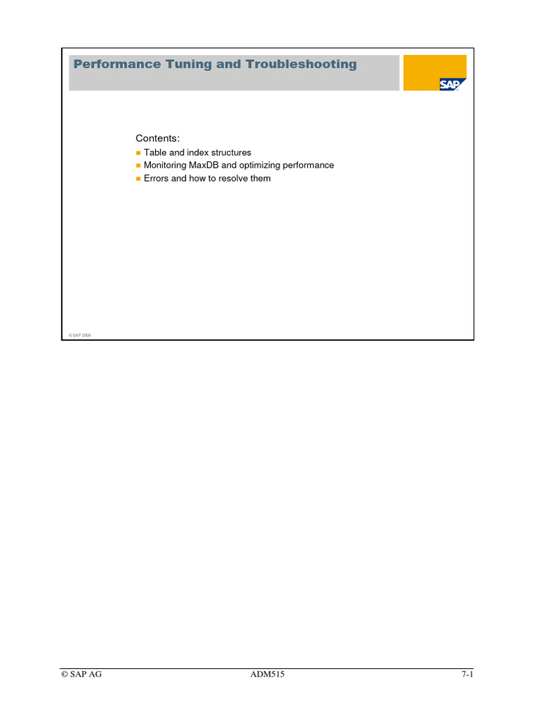 Performance Tuning and Administration | PDF | Database Index | Databases