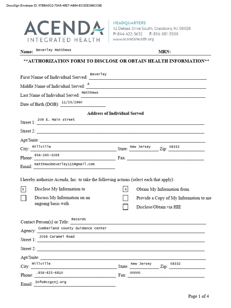 Complete With DocuSign Authorization Form To | PDF | Legal Guardian ...