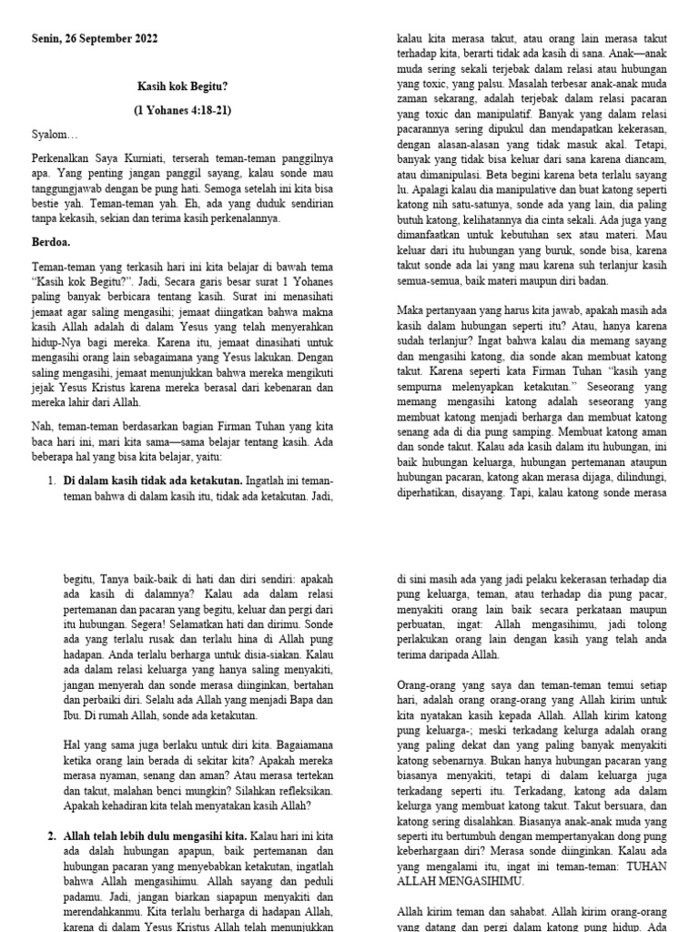 Khotbah Ibadah Pemuda | PDF | Kesehatan Holistik