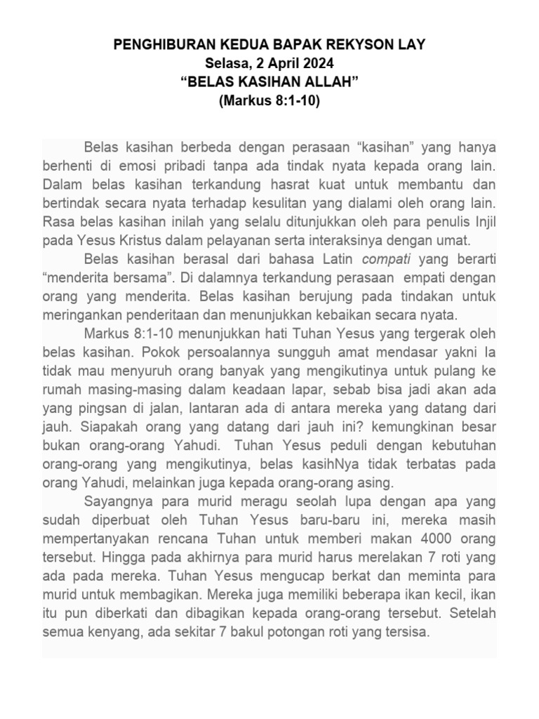 Khotbah Ibadah Penghiburan | PDF