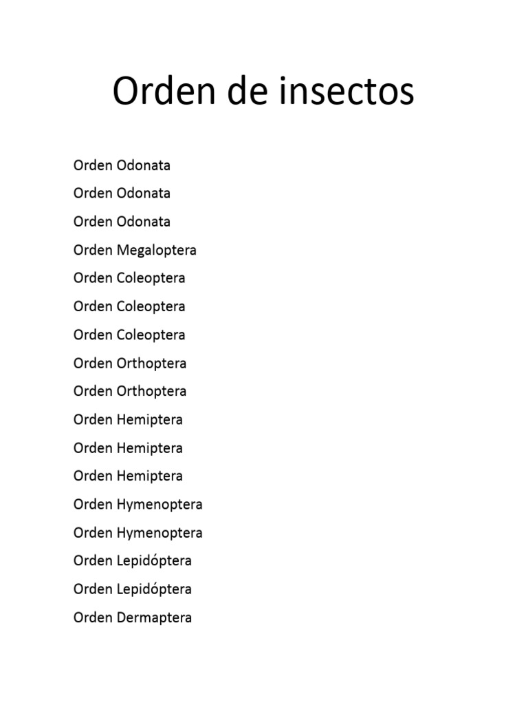 Orden de Insectos | PDF