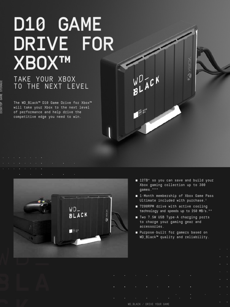 Data Sheet WD Black d10 Game Drive For Xbox Usb 3 2 HDD | PDF | Xbox | Usb
