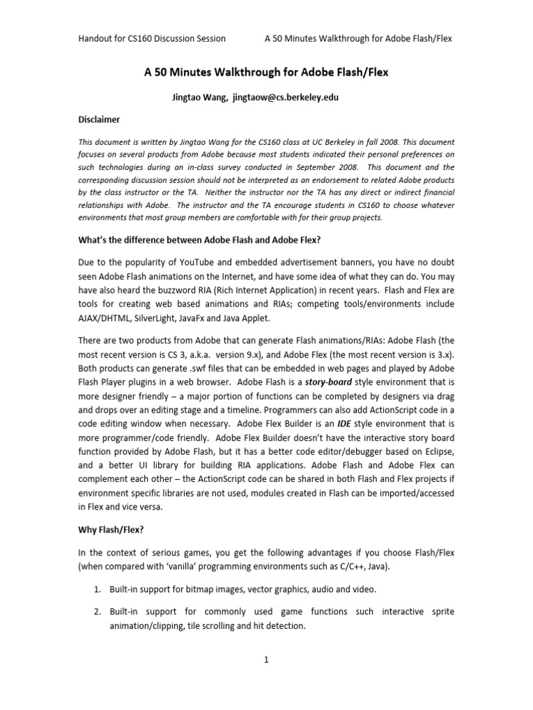 Flashwalkthrough Handout | PDF | Adobe Flash | Apache Flex