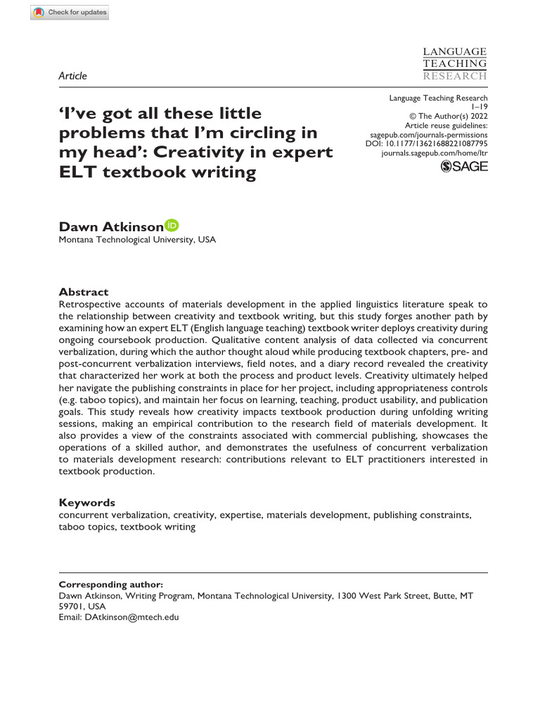 Creativity in ELT Textbook Writing | PDF | Creativity | Expert