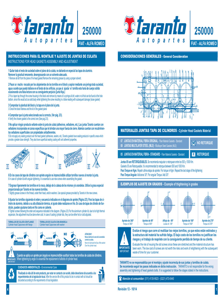 F-250000 (Fiat-Alfa Romeo) | PDF | Tornillo