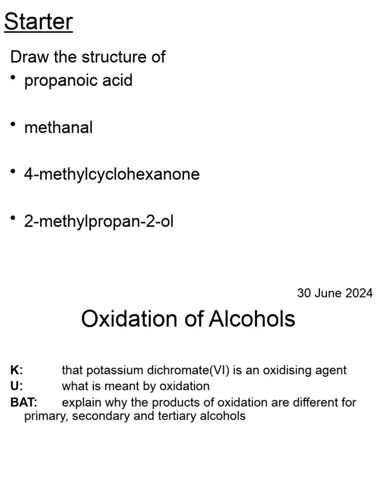 Oxidation of Alcohols: Mechanisms & Products | PDF | Aldehyde ...